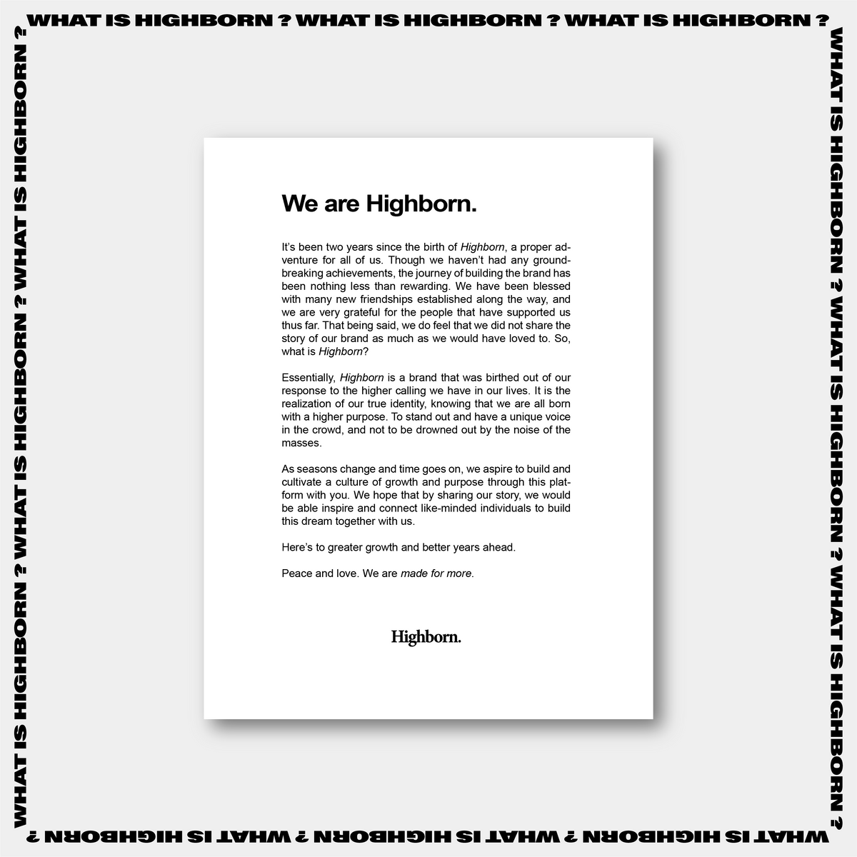 “WHAT IS HIGHBORN?” – Highborn